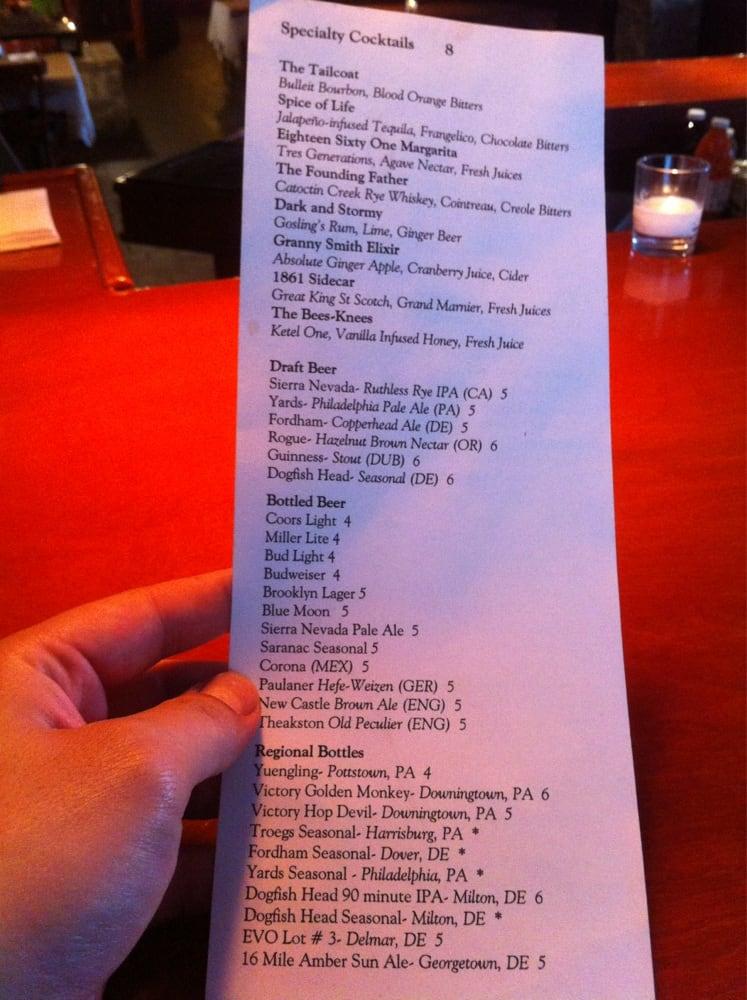 Menu at 1861 Southern Kitchen Bourbon Bar, Middletown