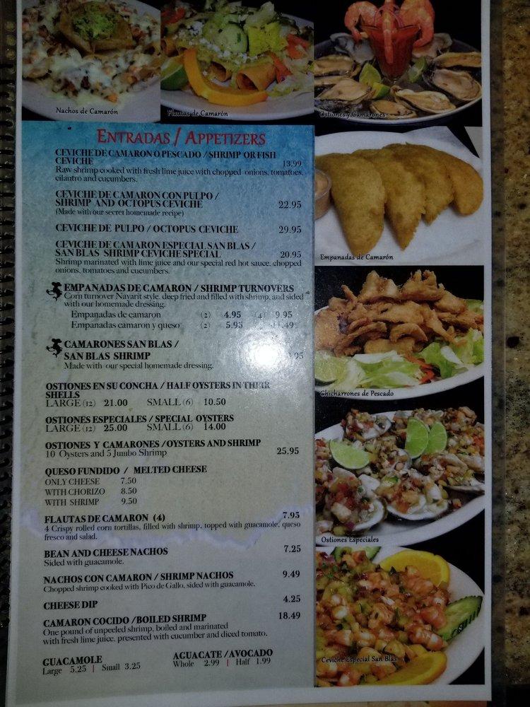 Menu at El Puerto De San Blas restaurant, Indianapolis, W 38th St