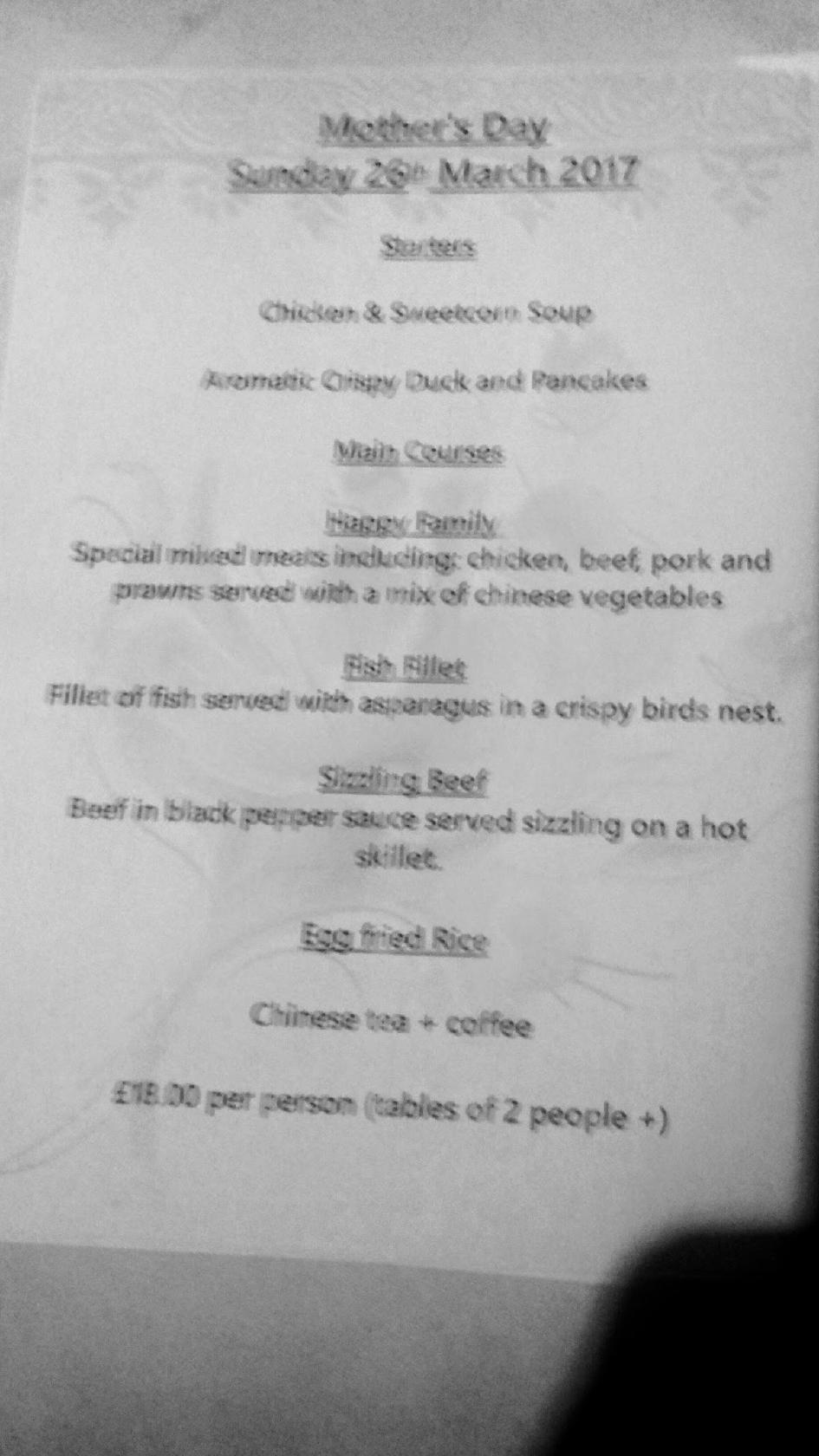 Menu at Lee's Cottage restaurant, Eye