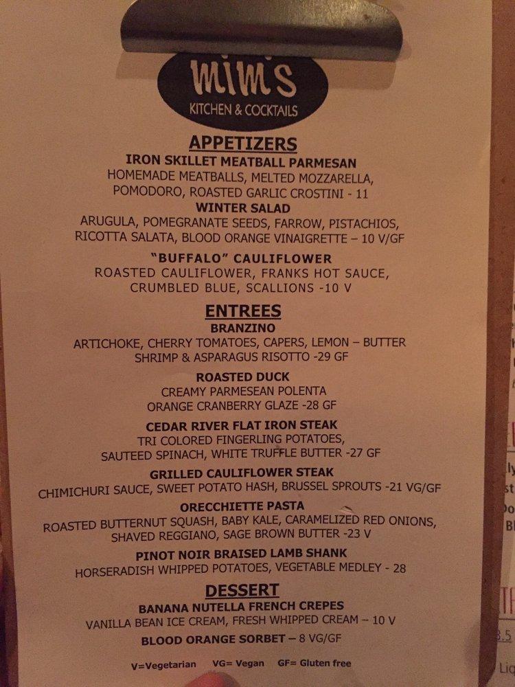 Menu at Mim's Restaurant, Roslyn Heights
