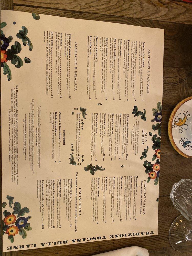 Menu at Pink Mamma BBQ, Paris