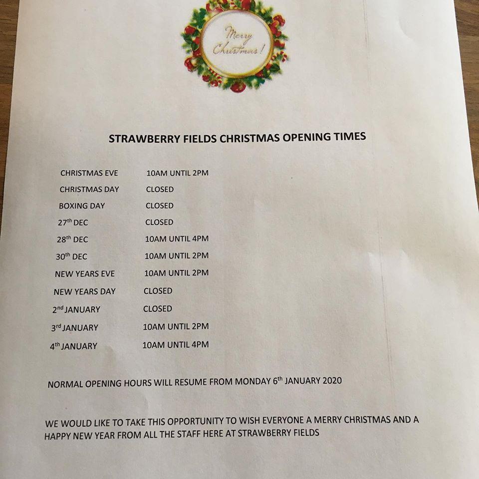 Menu at Strawberry Fields Coffee House, Birchington-on-Sea