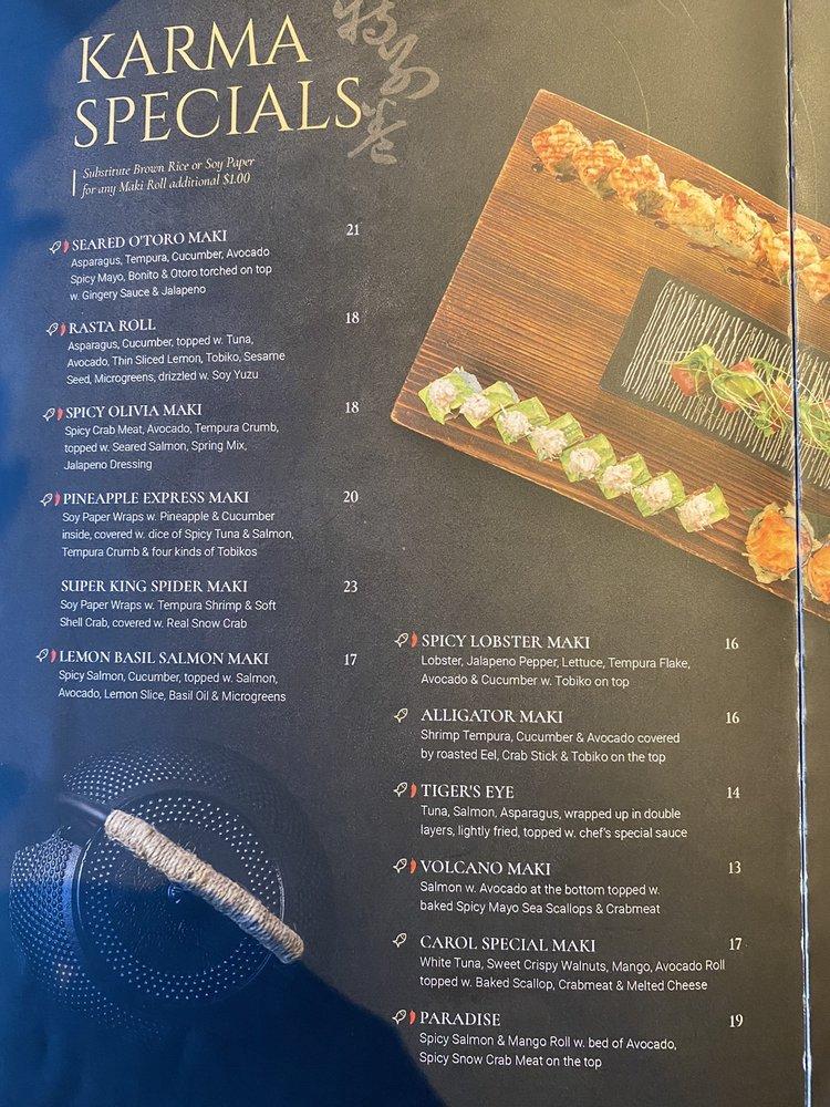 Menu at Karma in Westford restaurant, Westford