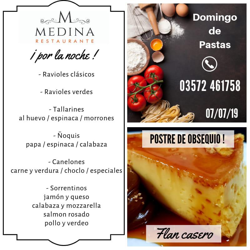 Carta de Medina Restaurante, Oncativo