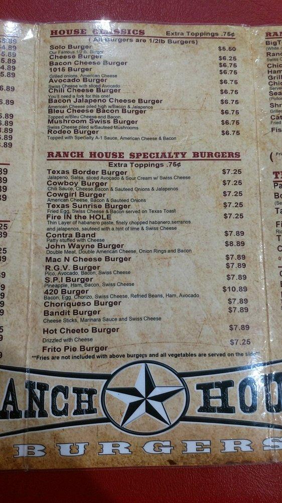 Menu at Ranch House Burgers Mission restaurant, Mission