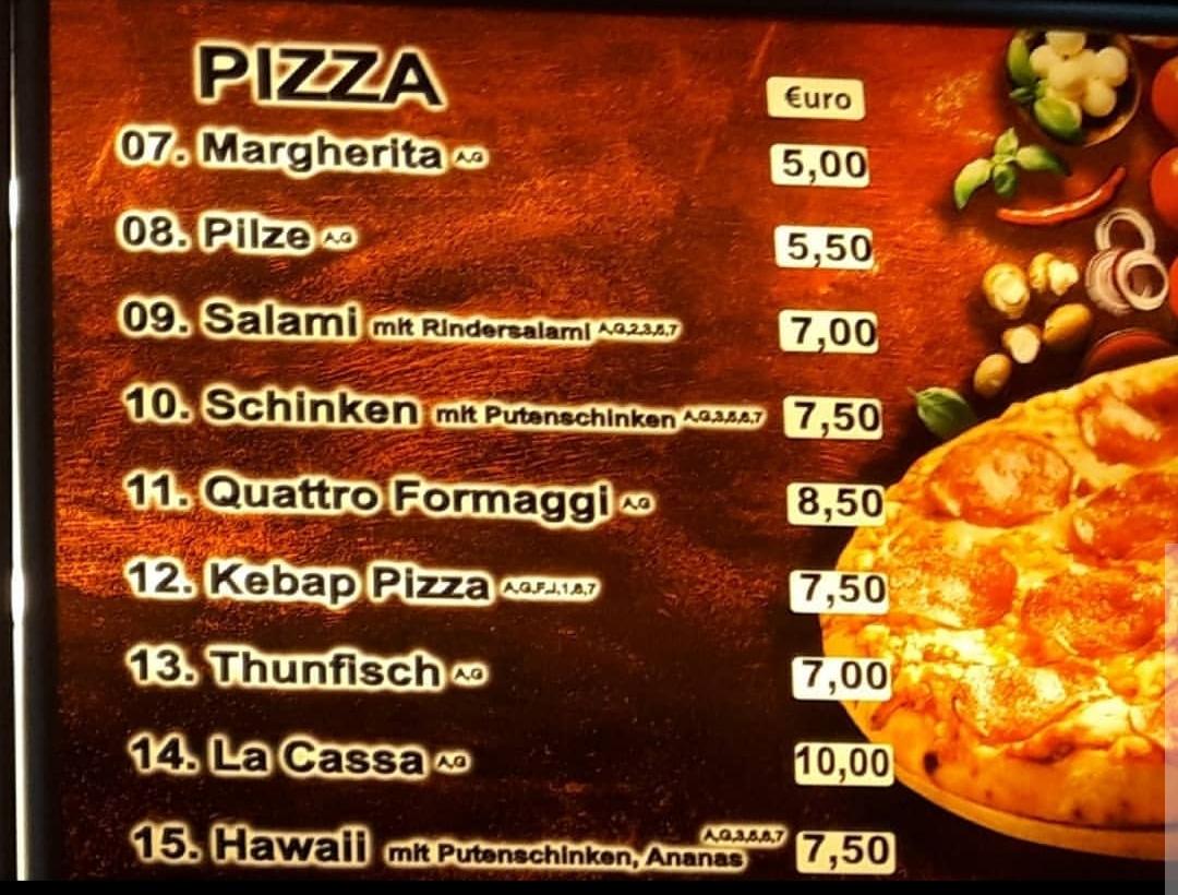 Menu at Sathmar Schnellimbiss, Dürmentingen