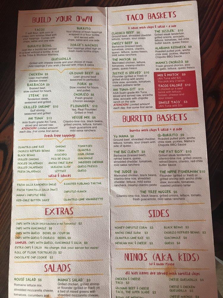 Menu at Taco Mama - Hwy 119 restaurant, Birmingham, Cahaba Valley Rd ...