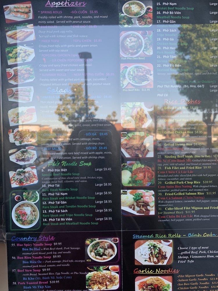 Menu at Blooming Vietnamese Cuisine restaurant, Cerritos