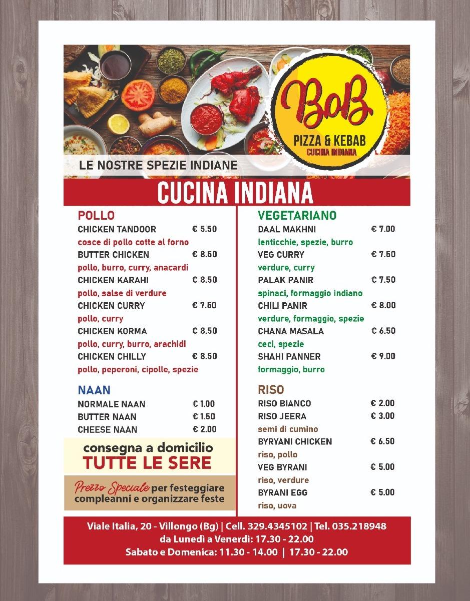 Menu da Bob Pizza & Kebab ristorante, Villongo