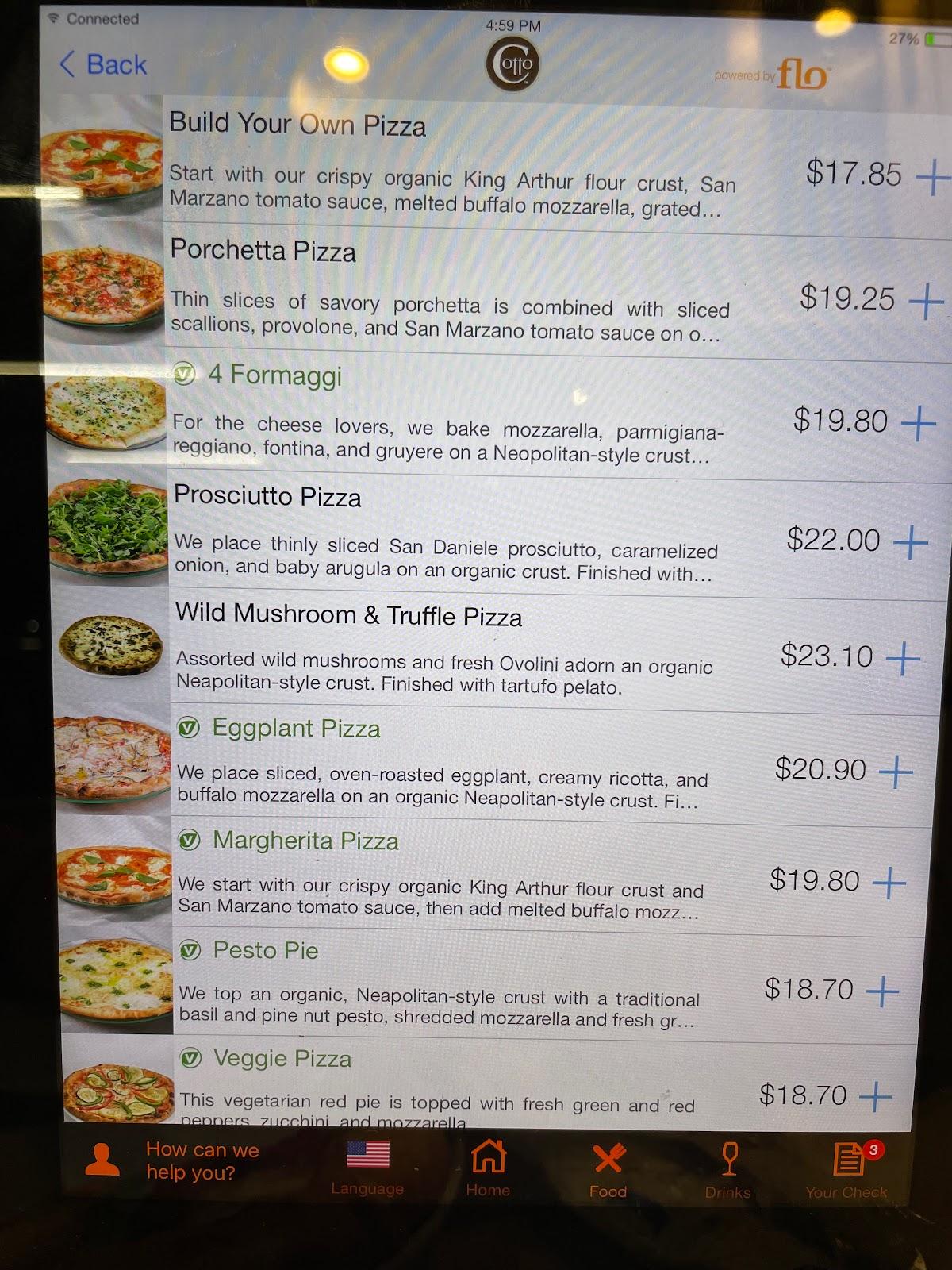Menu at Cotto pub & bar, New York City, LaGuardia Airport