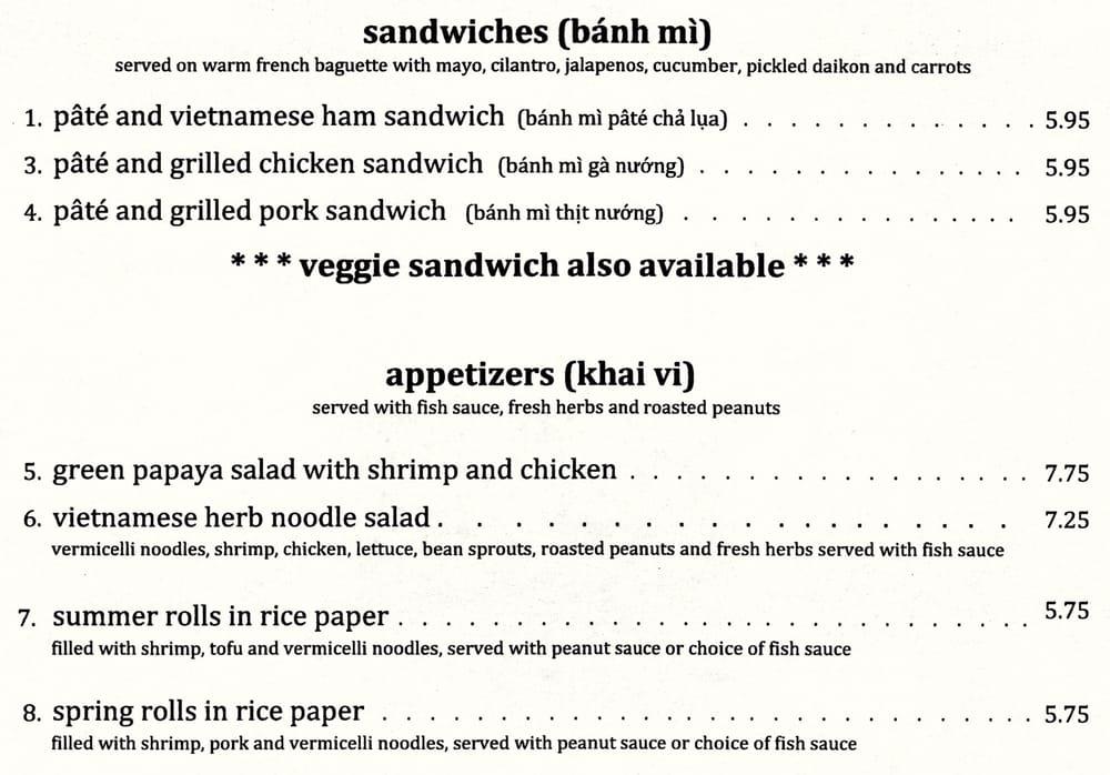 Menu at French Baguette restaurant, San Francisco