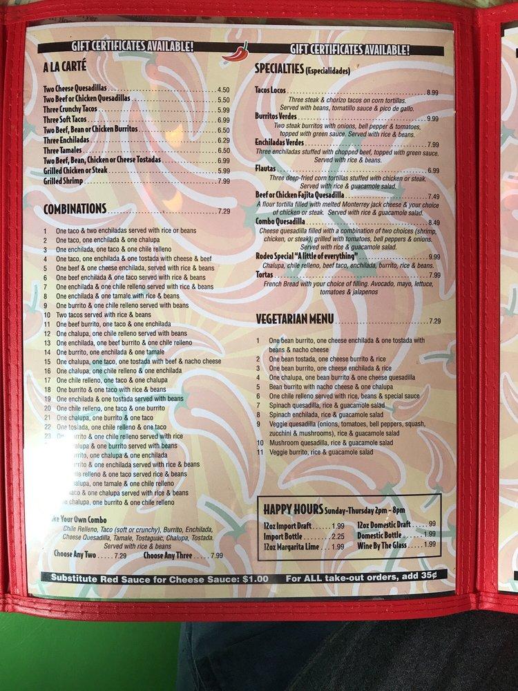 Menu at Gallo Loco Mexican Restaurant, Oak Ridge