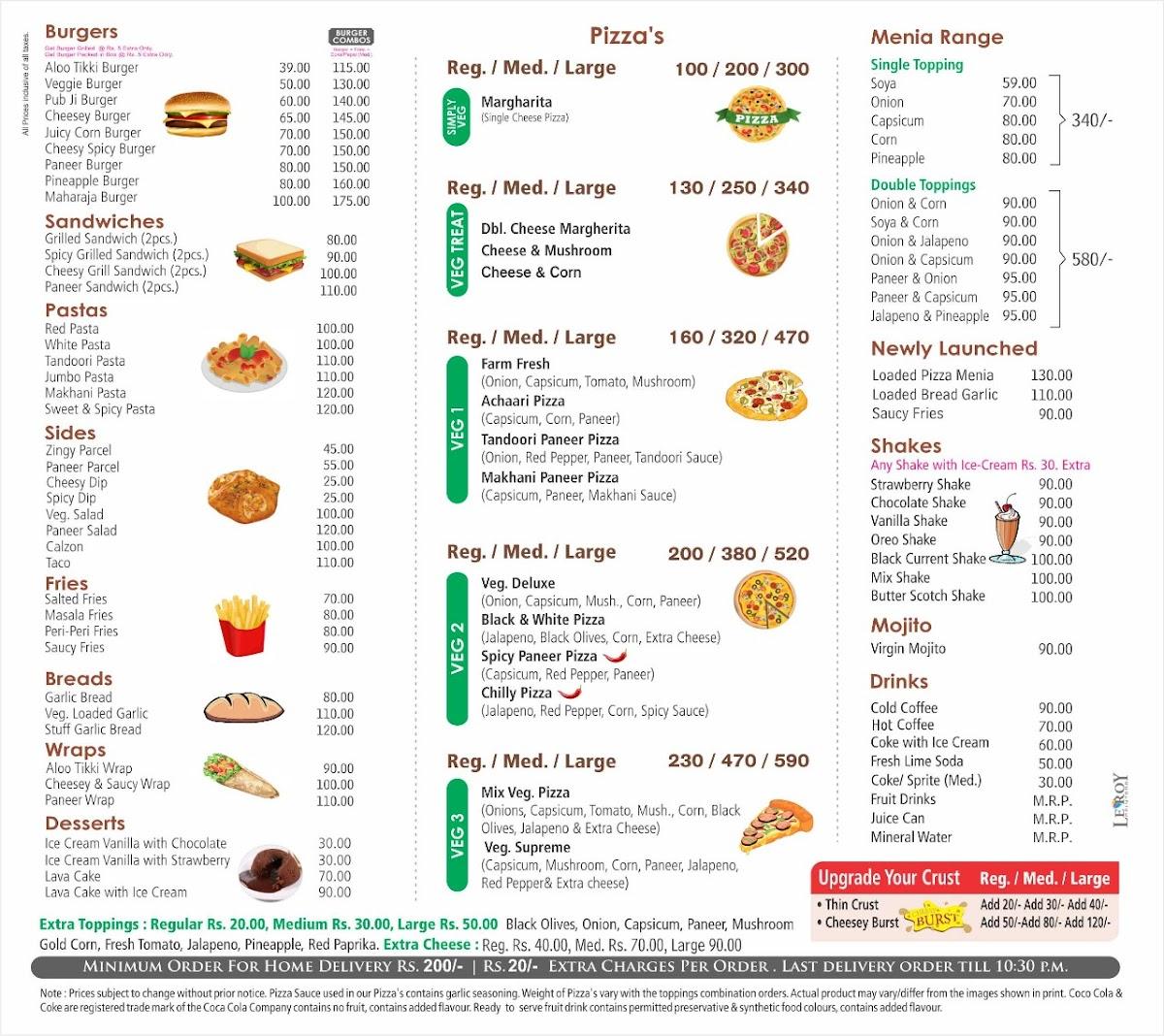Menu at Hungry Point, Nahan