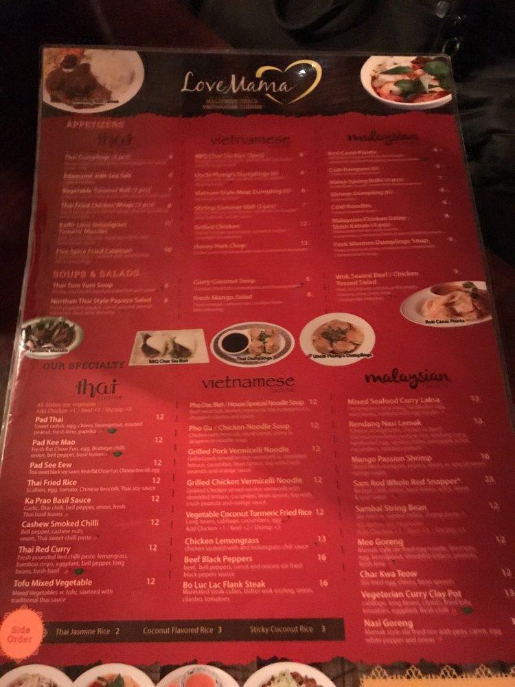 Menu at Love Mama restaurant, New York City, 174 2nd Ave