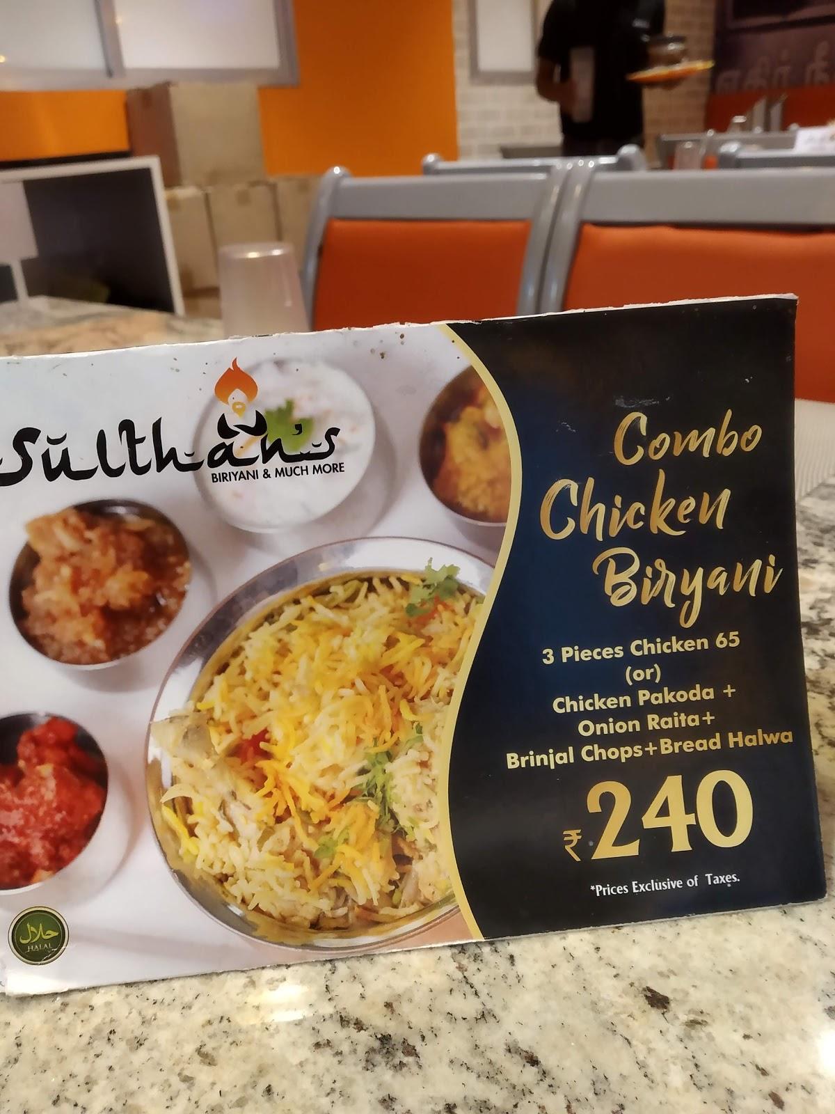Menu at Sulthan's Biriyani,OMR Food Street, Navalur, Chennai, D3