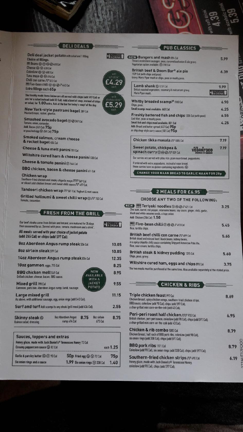 Menu at The Postal Order - JD Wetherspoon pub & bar, Blackburn