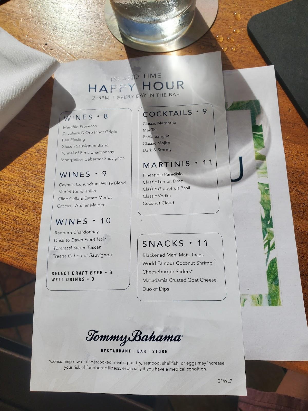 Menu at Tommy Bahama Restaurant, Bar & Store, Kihei