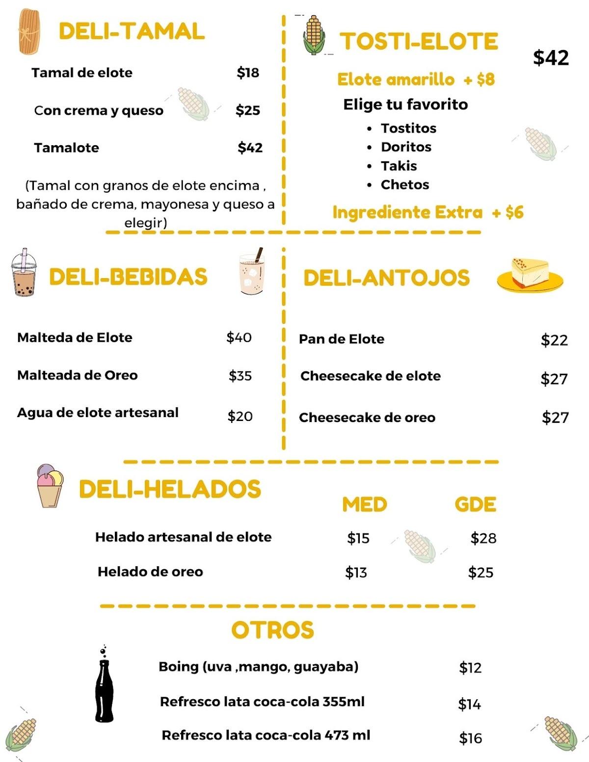 Menu at DELI-ELOTE GOURMET restaurant, Guadalajara