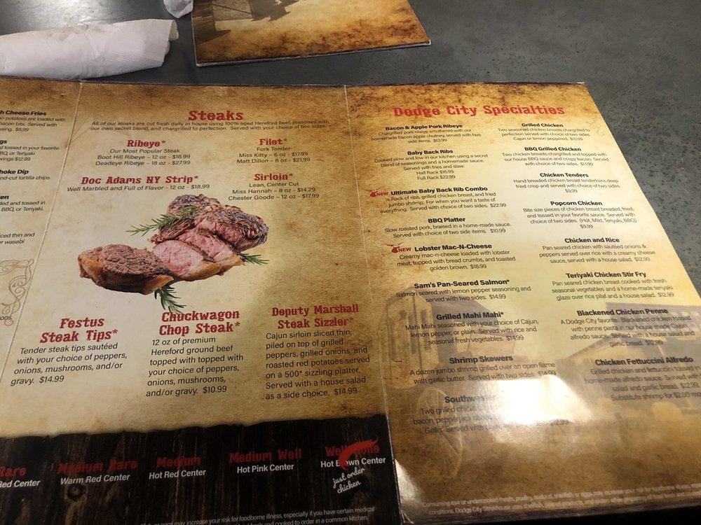 Menu at Dodge City Steakhouse Asheboro, Asheboro