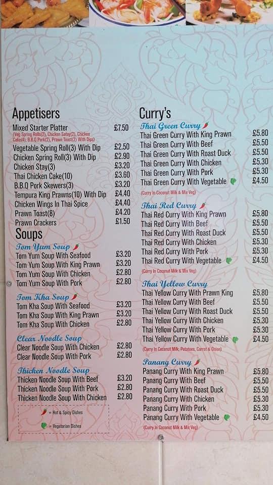 Menu at Authentic Thai Food restaurant, West Drayton