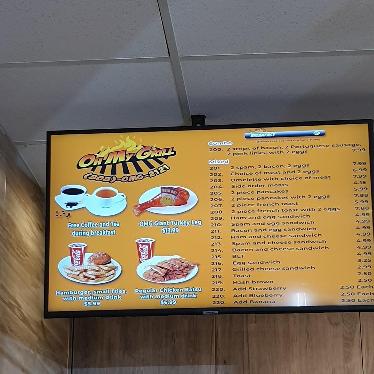 Menu at Oh My Grill- McCully restaurant, Honolulu
