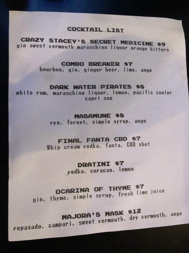 Menu at Retro Game Bar, Portland