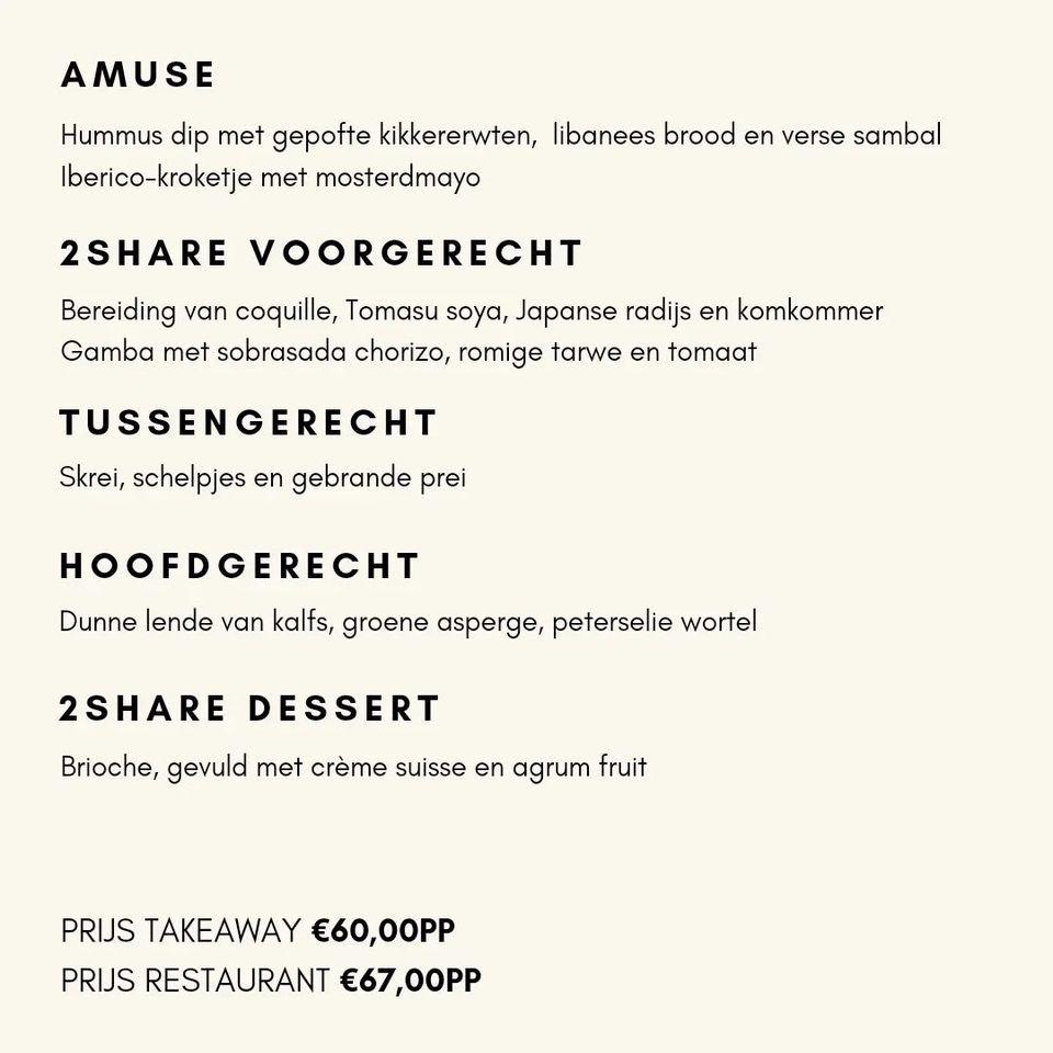 Menu at Sensi Concepts, Kalmthout