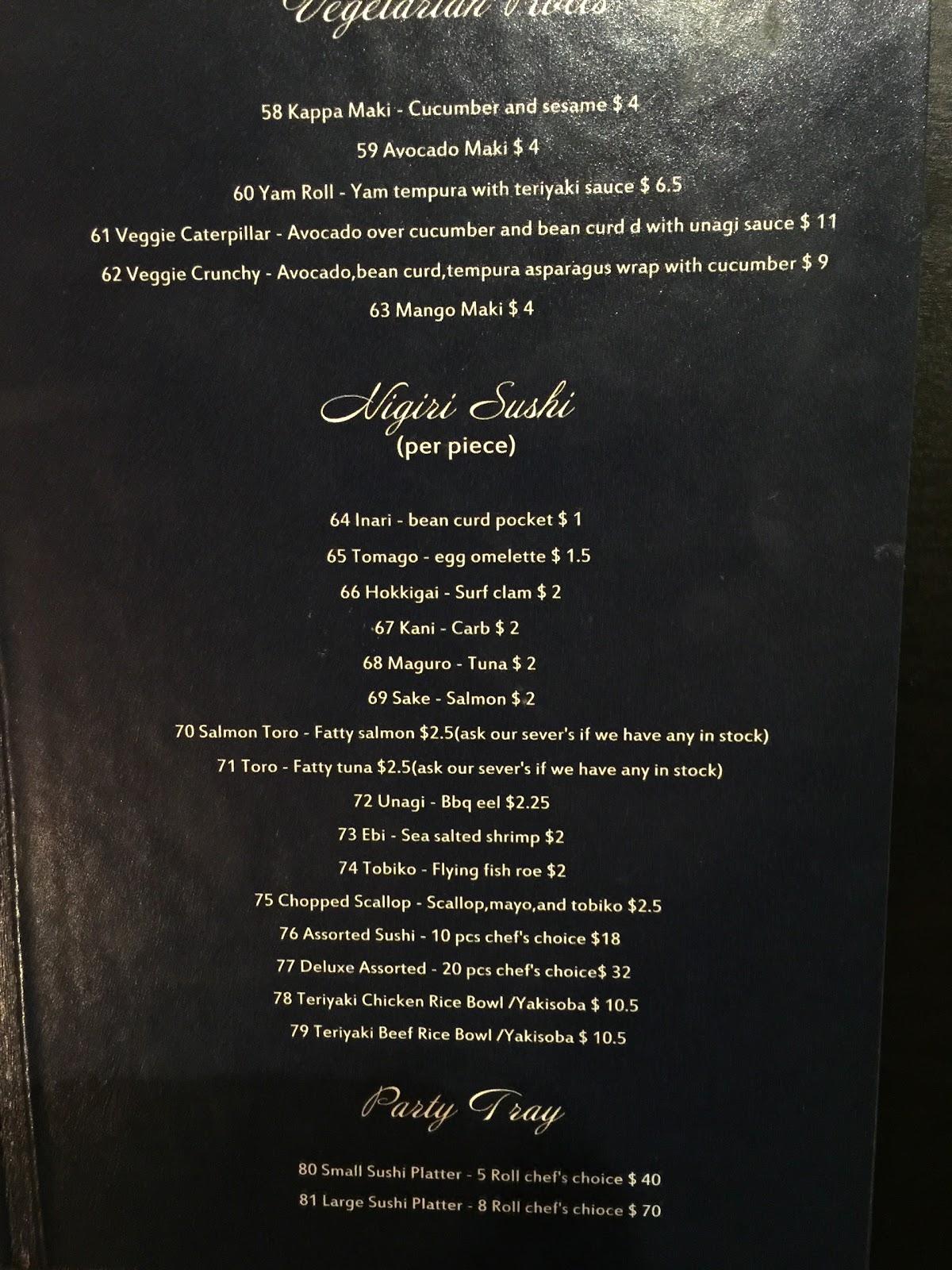 Menu at Sushi 251 restaurant, Kenora
