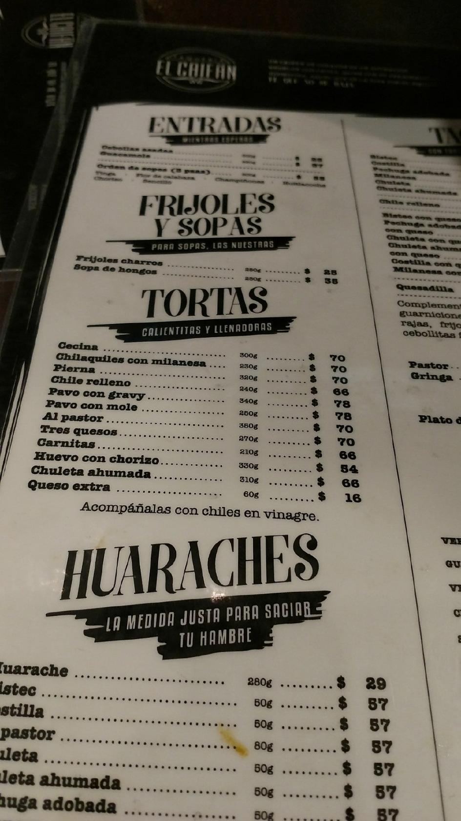 Carta del restaurante Taquería El Caifán (Sucursal Alameda), Ciudad ...