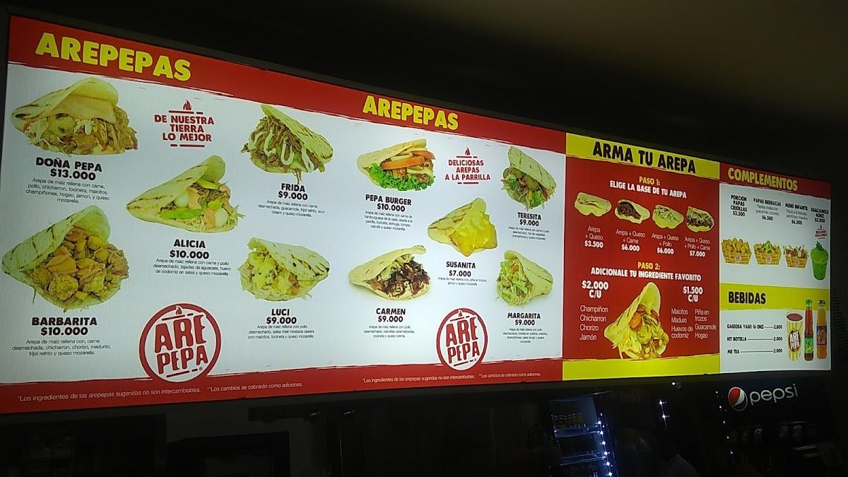 Carta del restaurante Arepepa La Milagrosa Arepas Rellenas Medellín ...