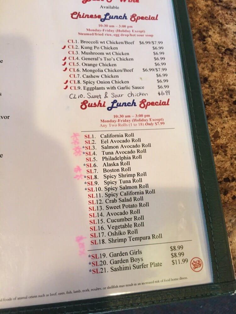 Menu at Family Garden restaurant, Richland