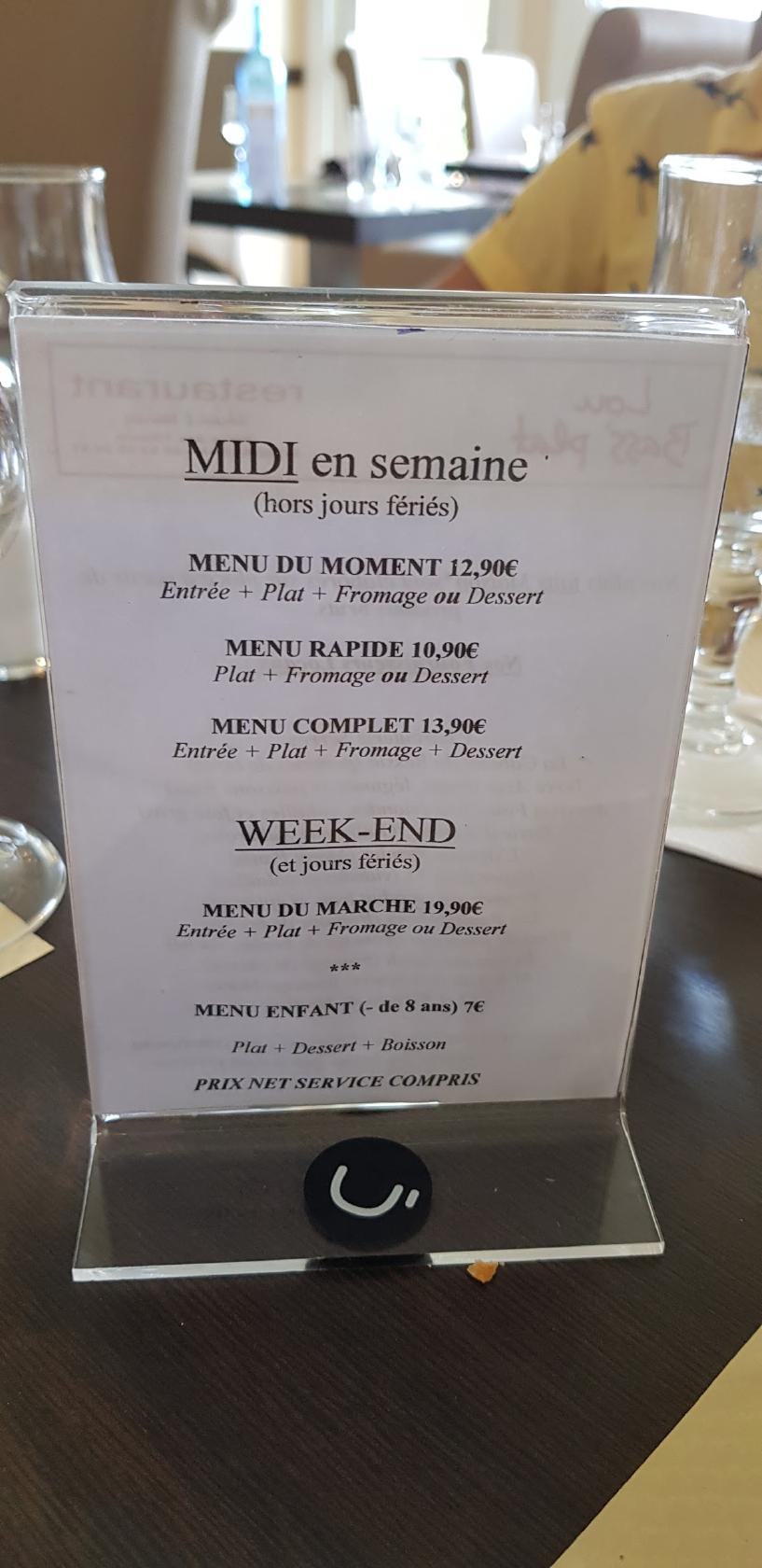 Menu au Lou Bass Plat restaurant, Alban