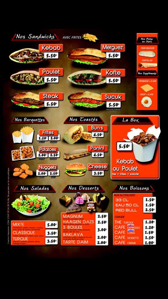 Menu at Midnight Express restaurant, Limay