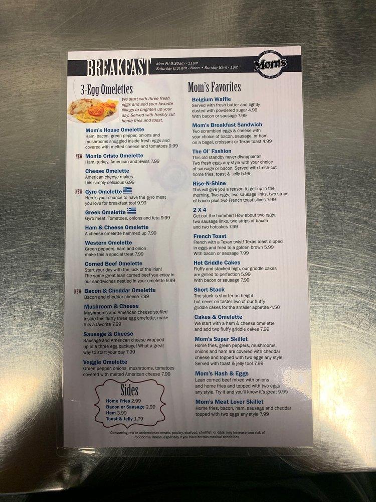 Menu at Mom's Deli & Grille restaurant, North Royalton, York Rd