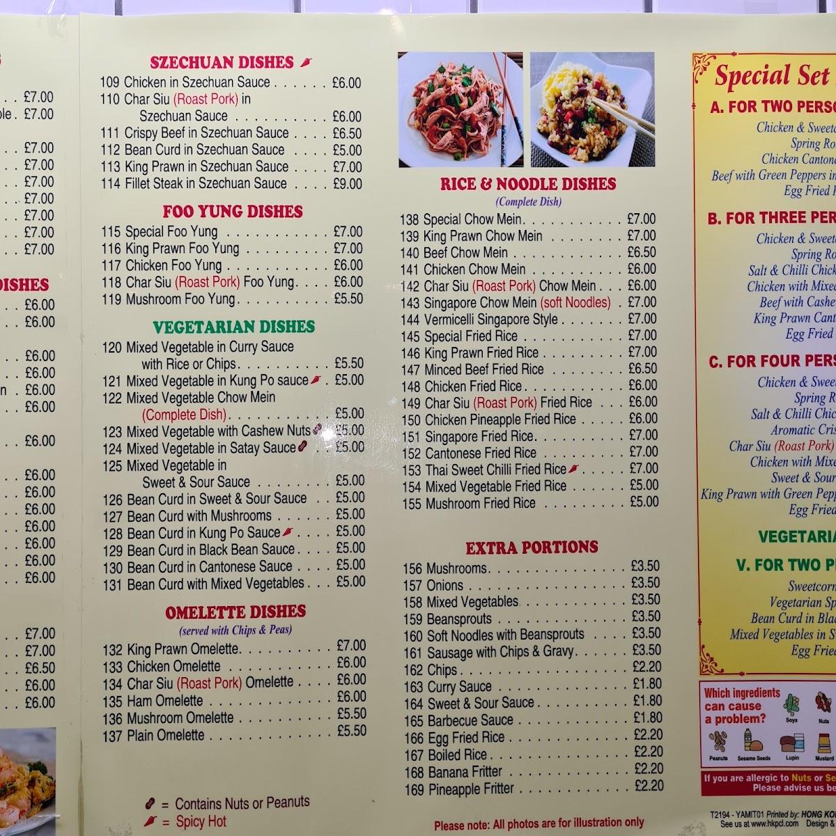 Menu at New Yamin Chinese Takeaway, Porthmadog