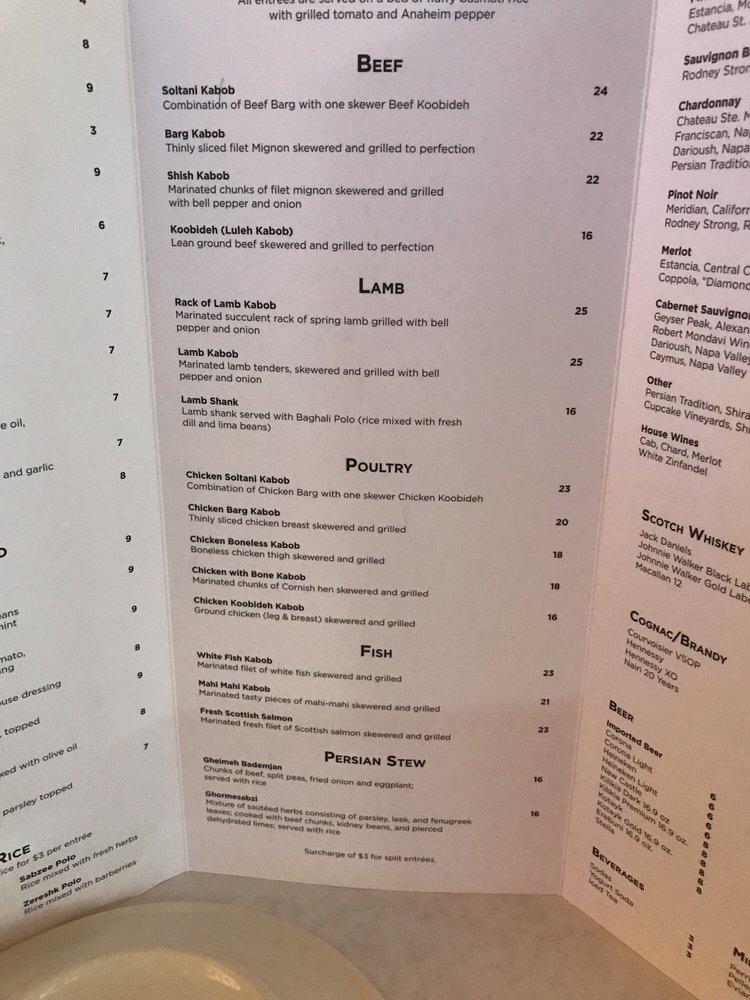 Menu at Raffi's Place restaurant, Glendale