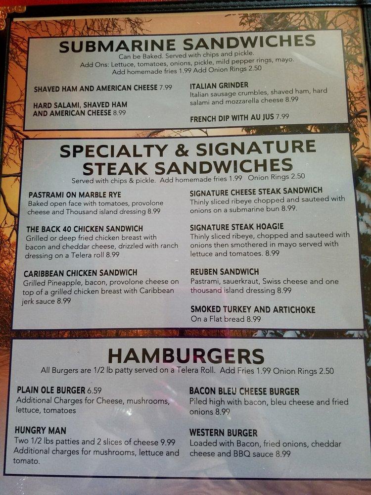 Menu at The 40 Bar & Grill, Manistique, 100 S 2nd St