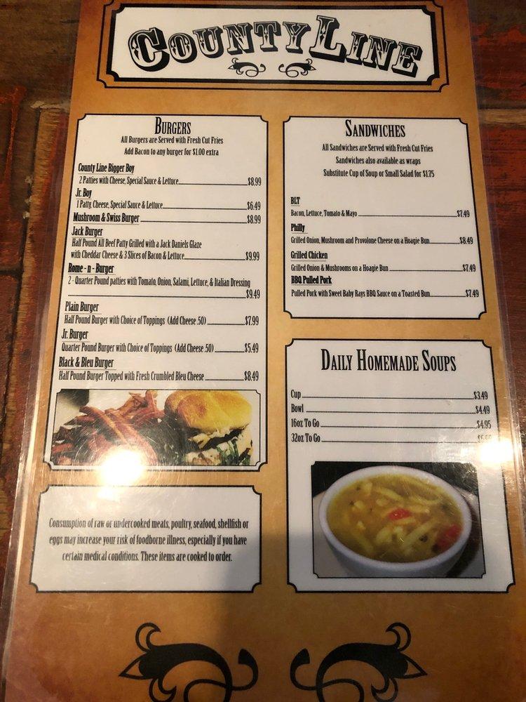 Menu at The CountyLine Saloon pub & bar, Brecksville