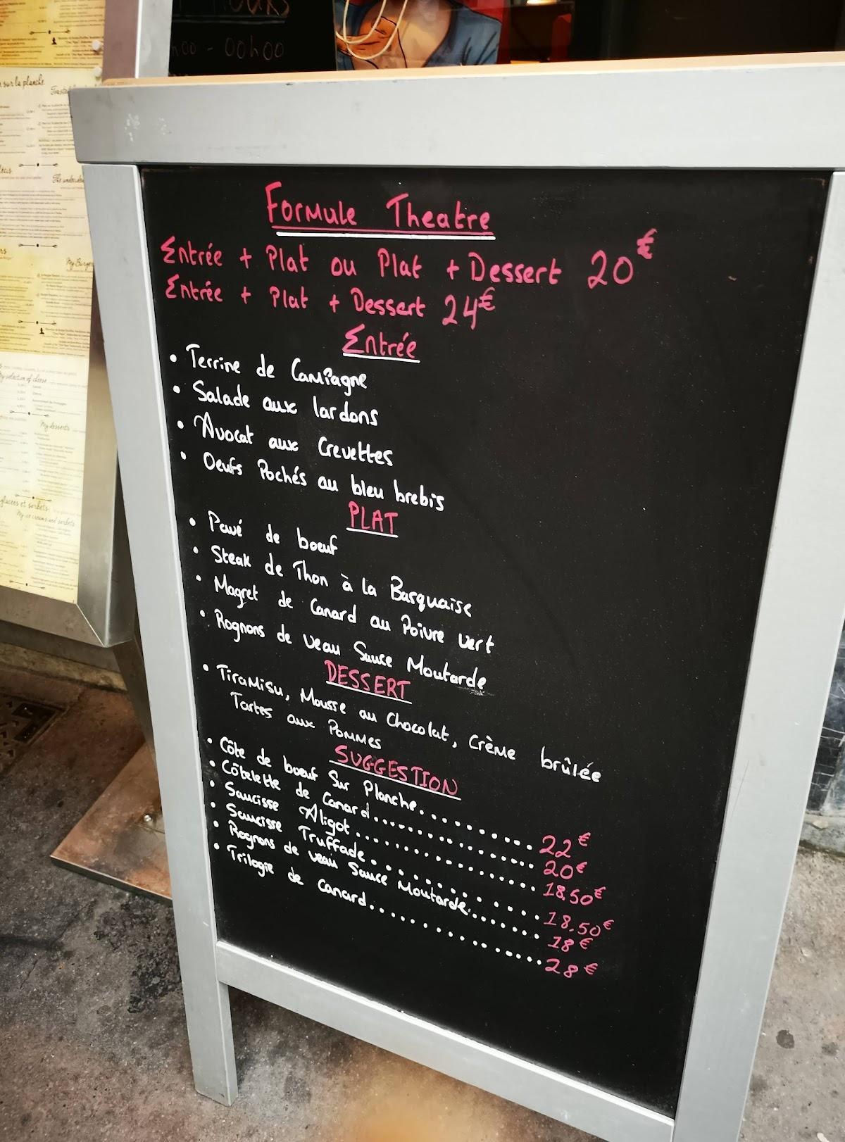 Carta del restaurante Chez Papa, Paris, 59 Rue del Clichy