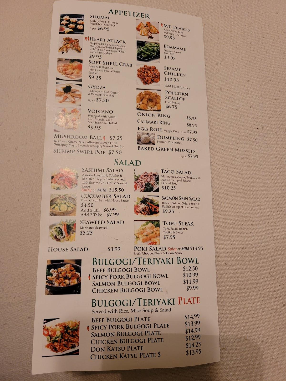 Menu at Mama Sushi & Bowl restaurant, Concord