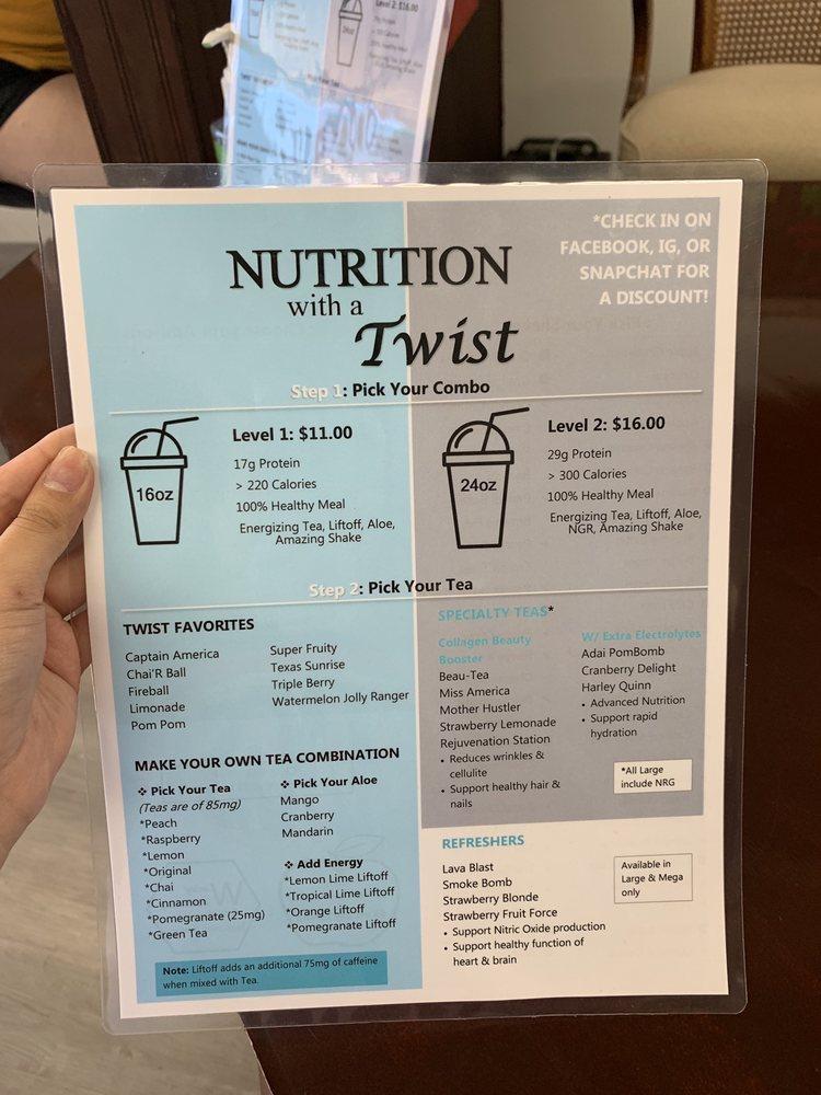 Menu at Nutrition With A Twist pub & bar, Garland