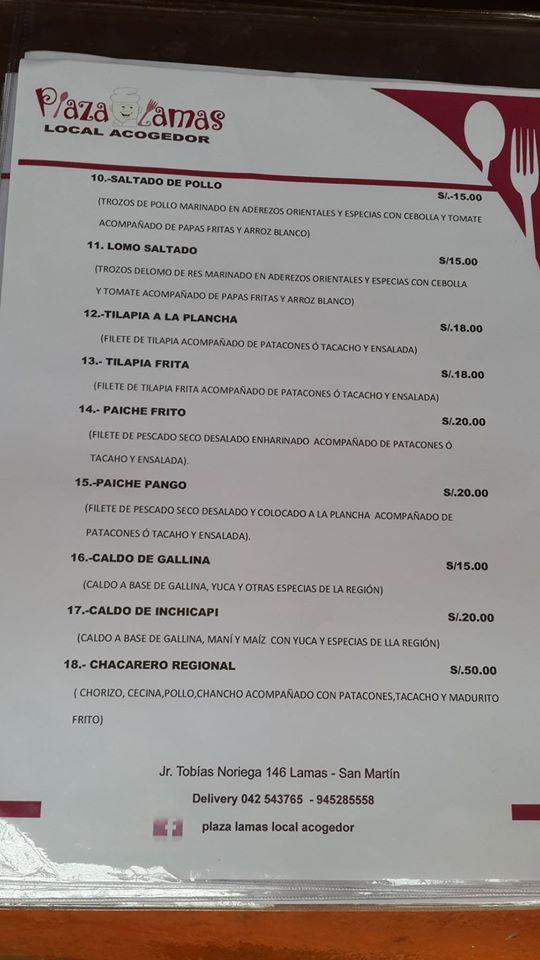 Carta del restaurante Plaza Lamas, Local Acogedor, Lamas