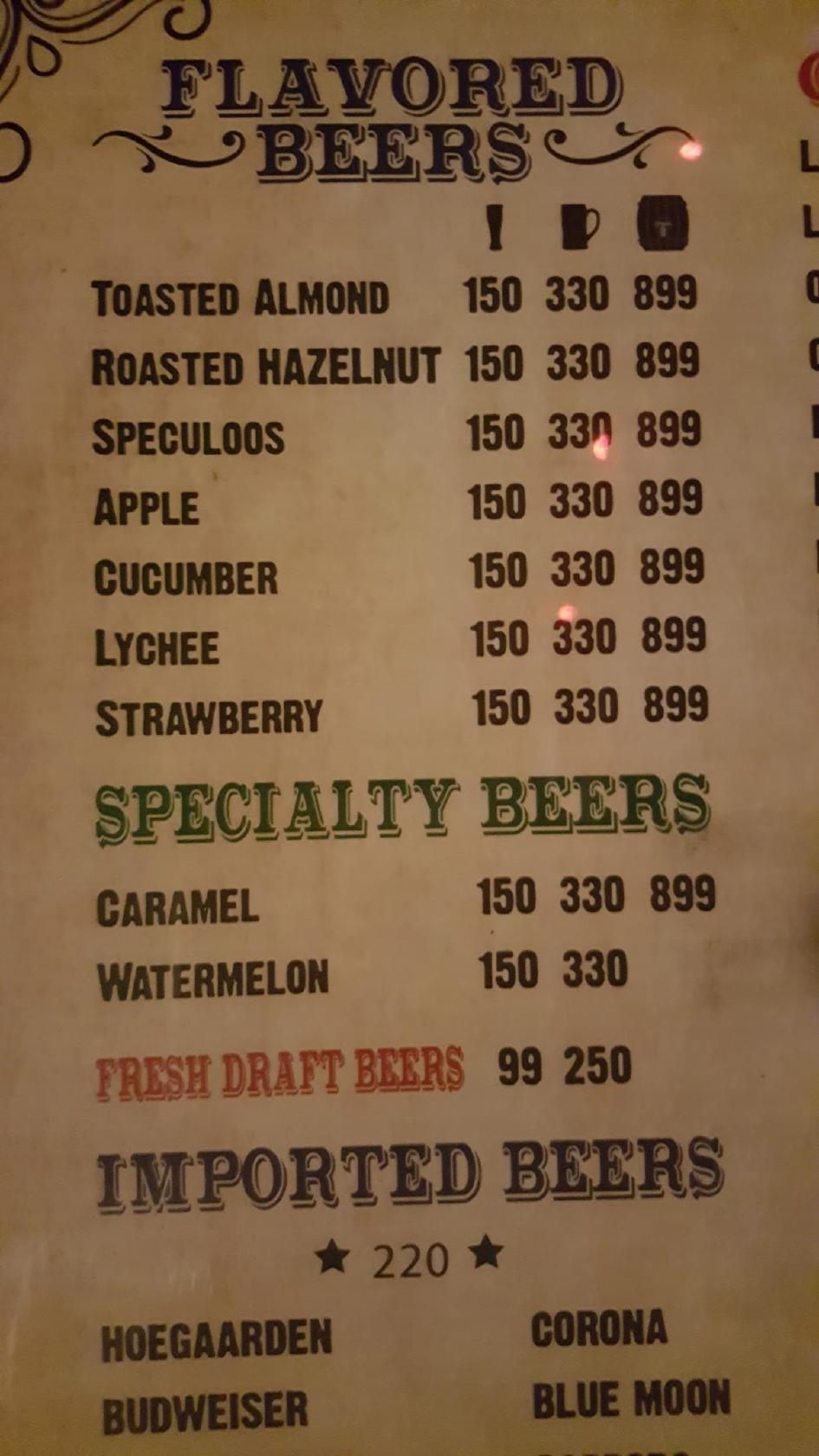 Menu at RUE Forbes town, BGC pub & bar, Taguig, Unit 153