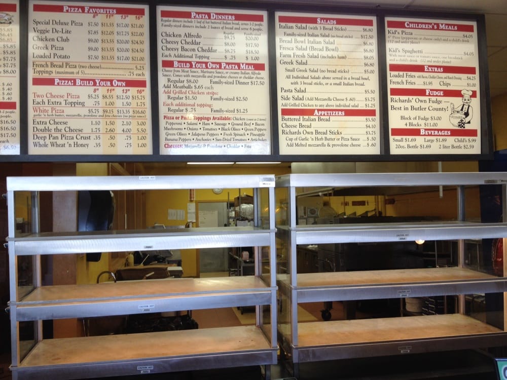 Menu at Richards Pizza pizzeria, Trenton