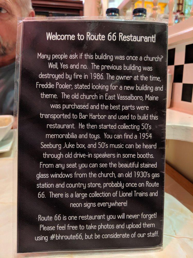 Menu at Route 66 Restaurant, Bar Harbor