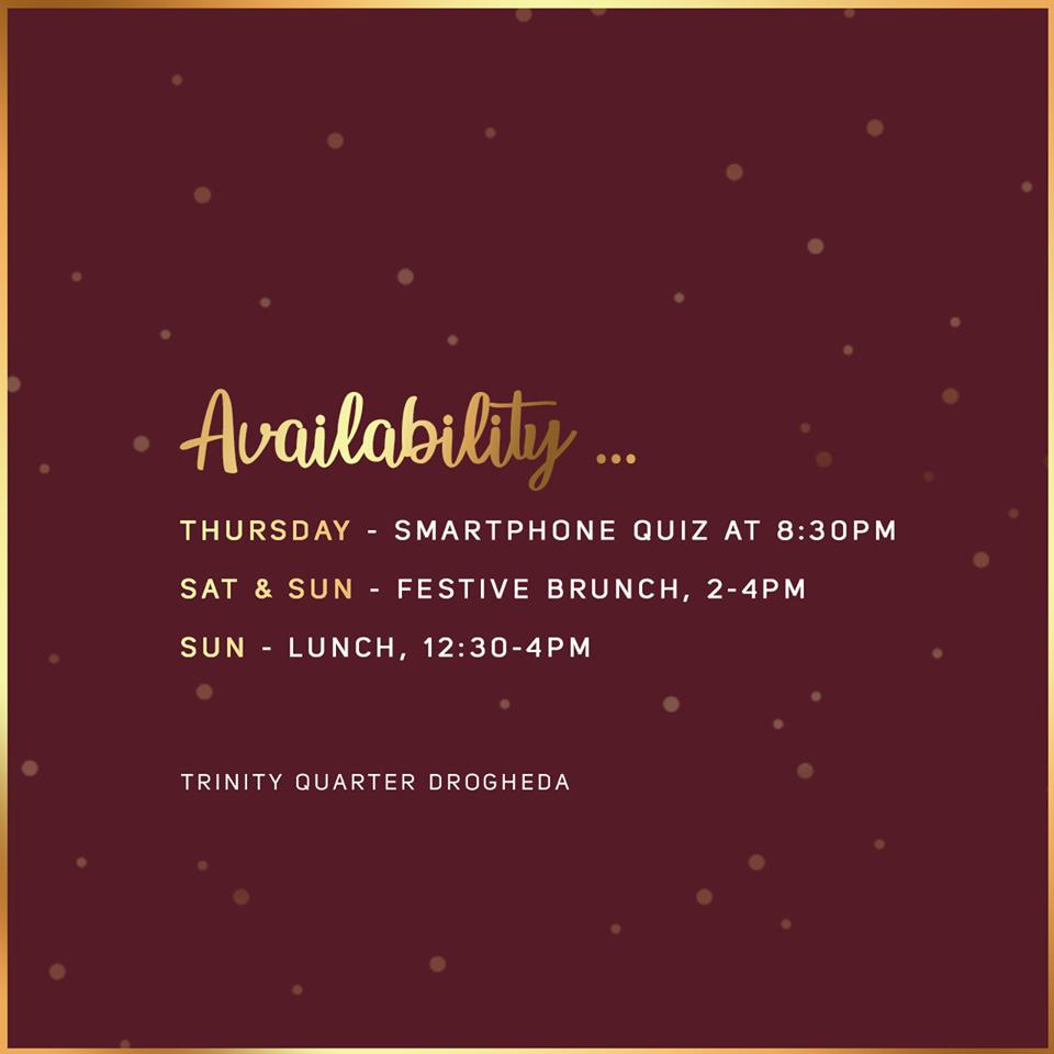 Menu at The Trinity Quarter pub & bar, Drogheda
