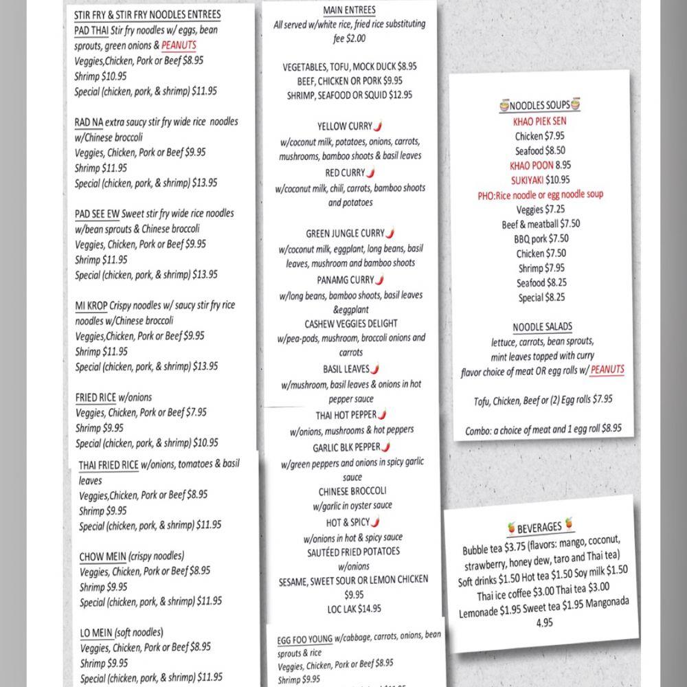 Menu at Vientiane Restaurant, Crystal
