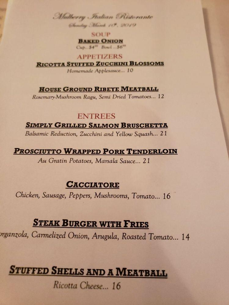 Menu at Mulberry Italian Ristorante pub & bar, Lackawanna
