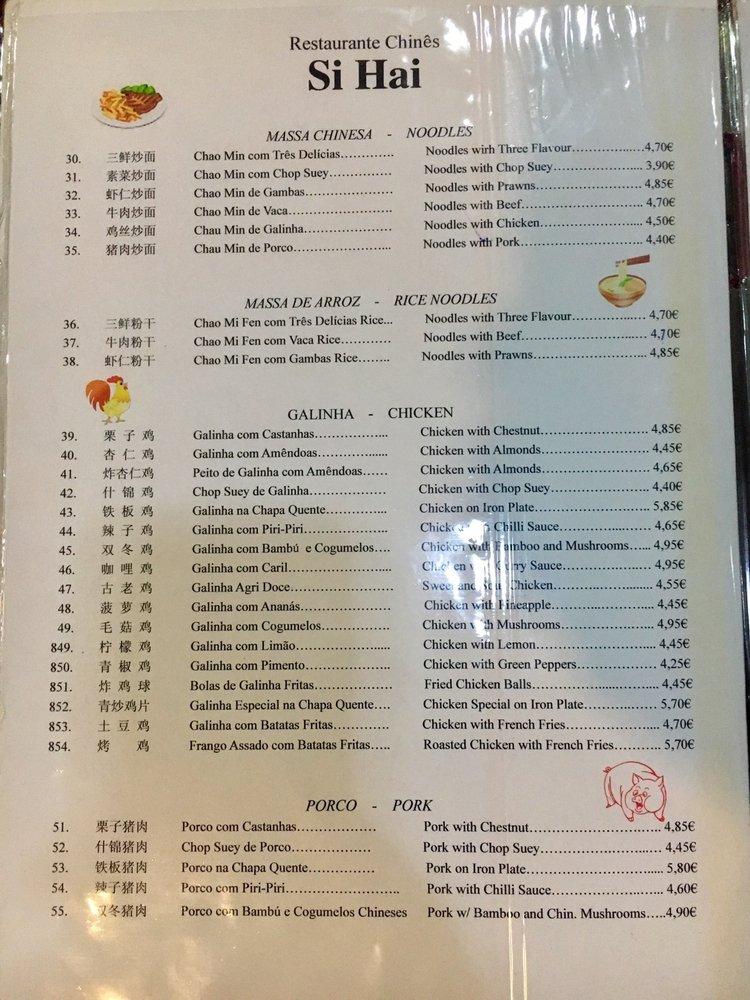 Menu at Restaurante Si Hai, Fátima
