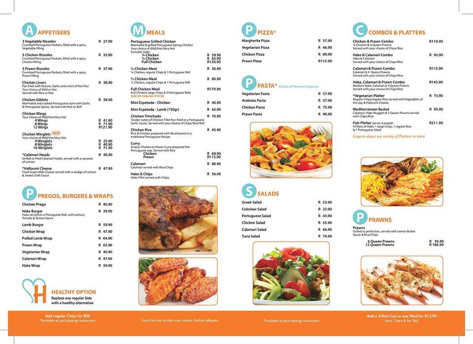 Menu at Adega Express Table Bay Mall restaurant, Cape Town